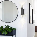 Kyber Wall Sconce by Justice Design | ACR-8842-CLER-MBLK | JUS969375
