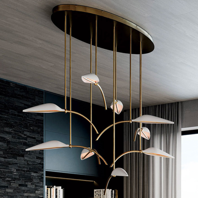 Spire Leaf Multi Light Pendant by Boyd Lighting | 10755-NP-SB-BLK-3000 ...