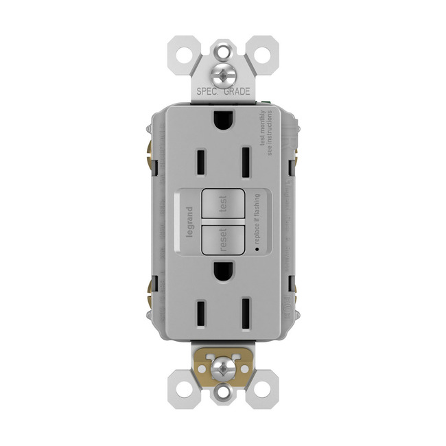 Tamper Resistant GFCI Outlet by Legrand Radiant | 1597TRGRY | RAD540794