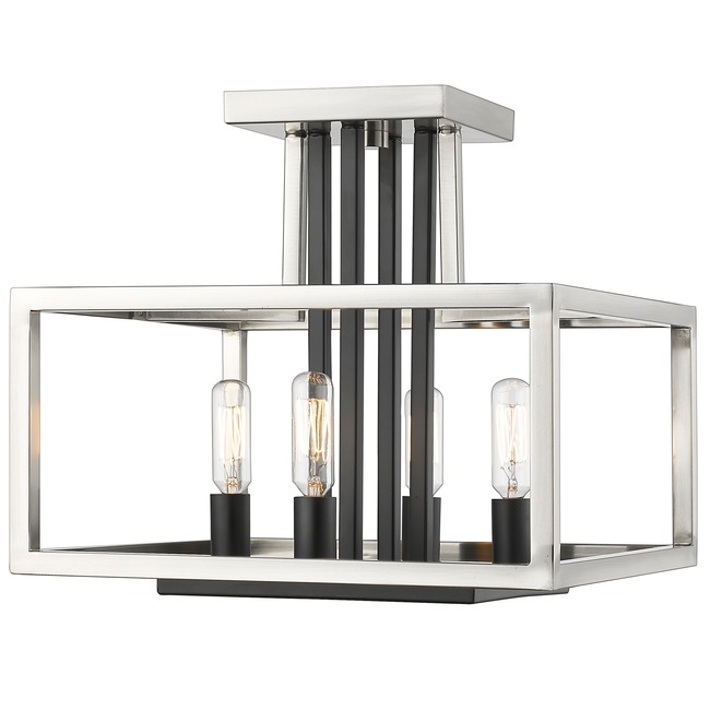 Quadra Semi Flush Ceiling Light by Z-Lite | 456SF-BN-BK | ZLT609086