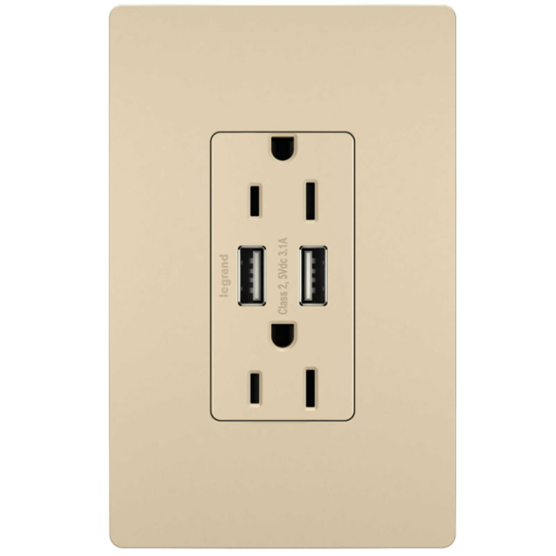 15 Amp Tamper-Resistant Outlet / Type A USB Port by Legrand Radiant ...