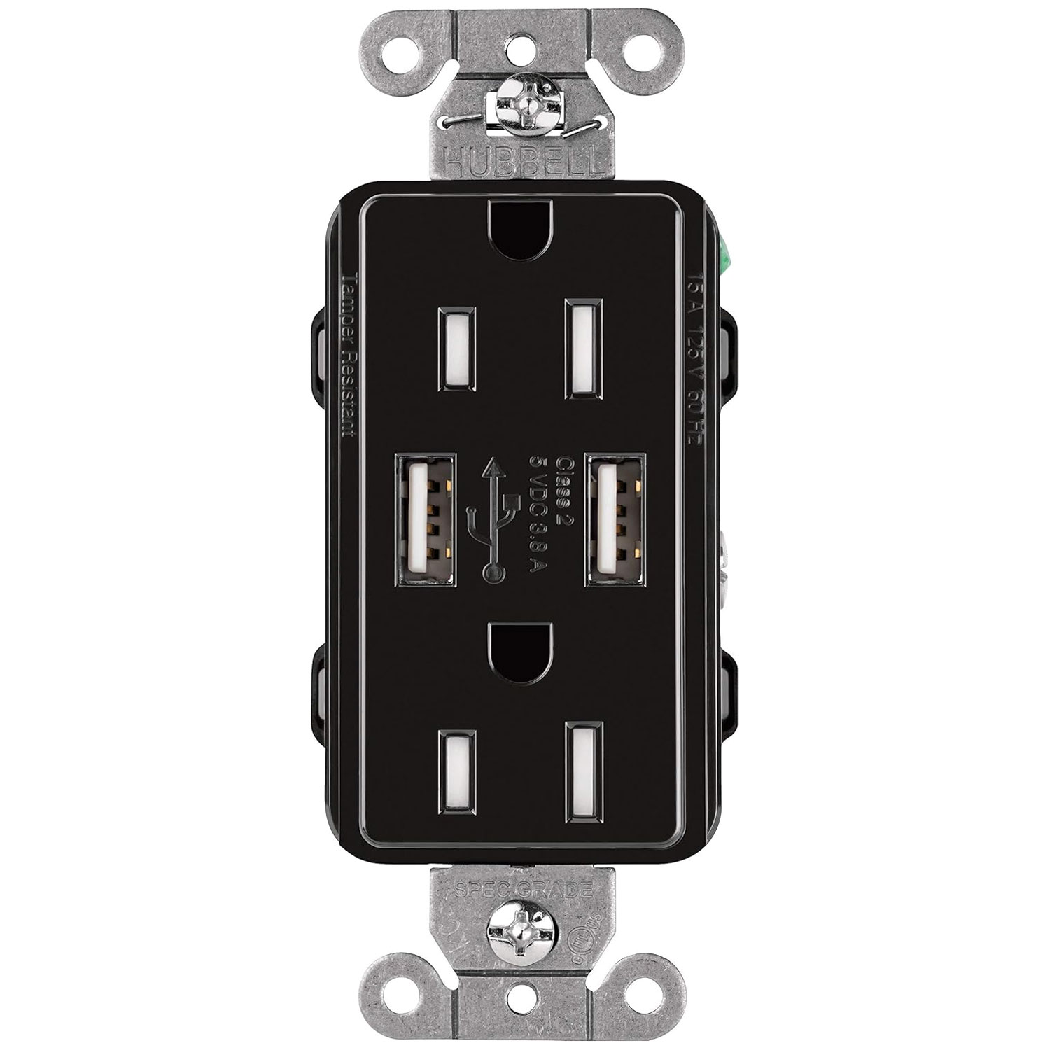 15-Amp Dual USB Tamper Resistant Receptacle by Lutron | CAR-15-UBTR-BL ...