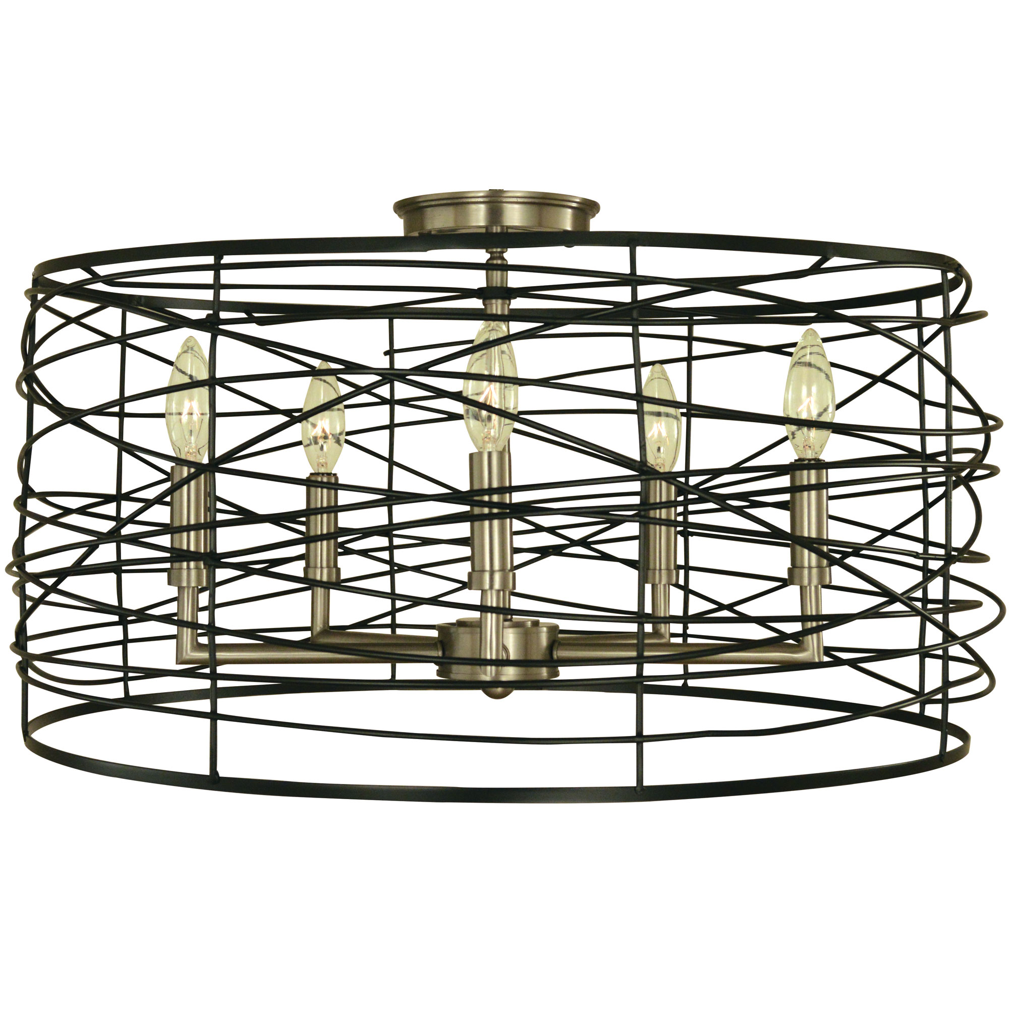 Boca Semi Flush Ceiling Light by Framburg | F-5618 BN/MBLACK | FRG1058958