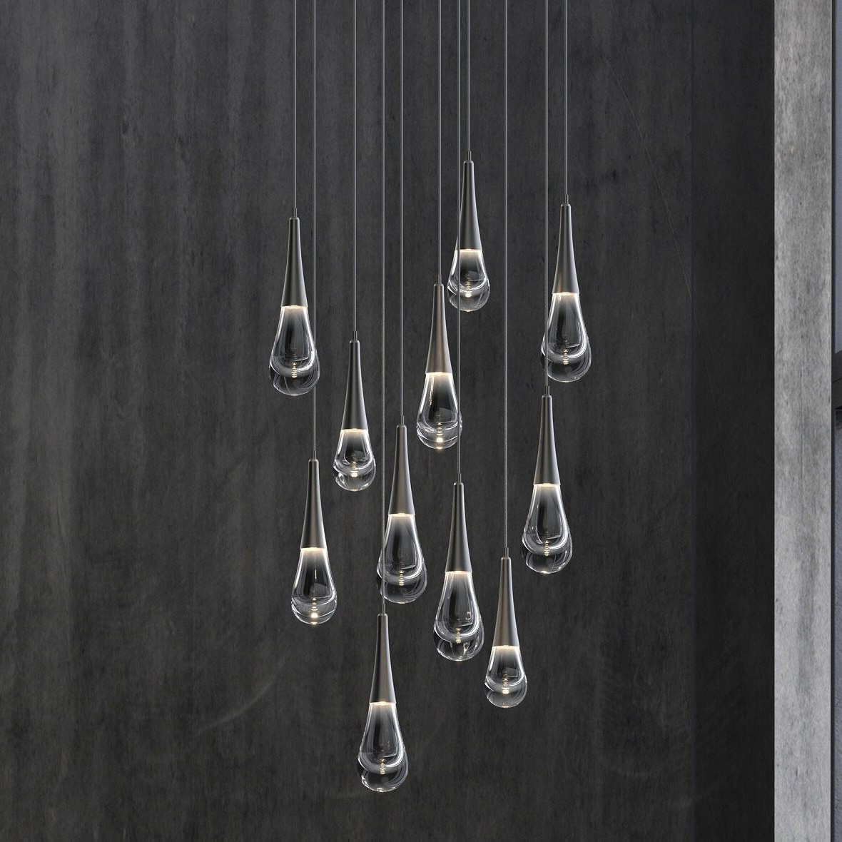 Raindrop Waterfall Round Multi Light Pendant by Hammerton Studio ...