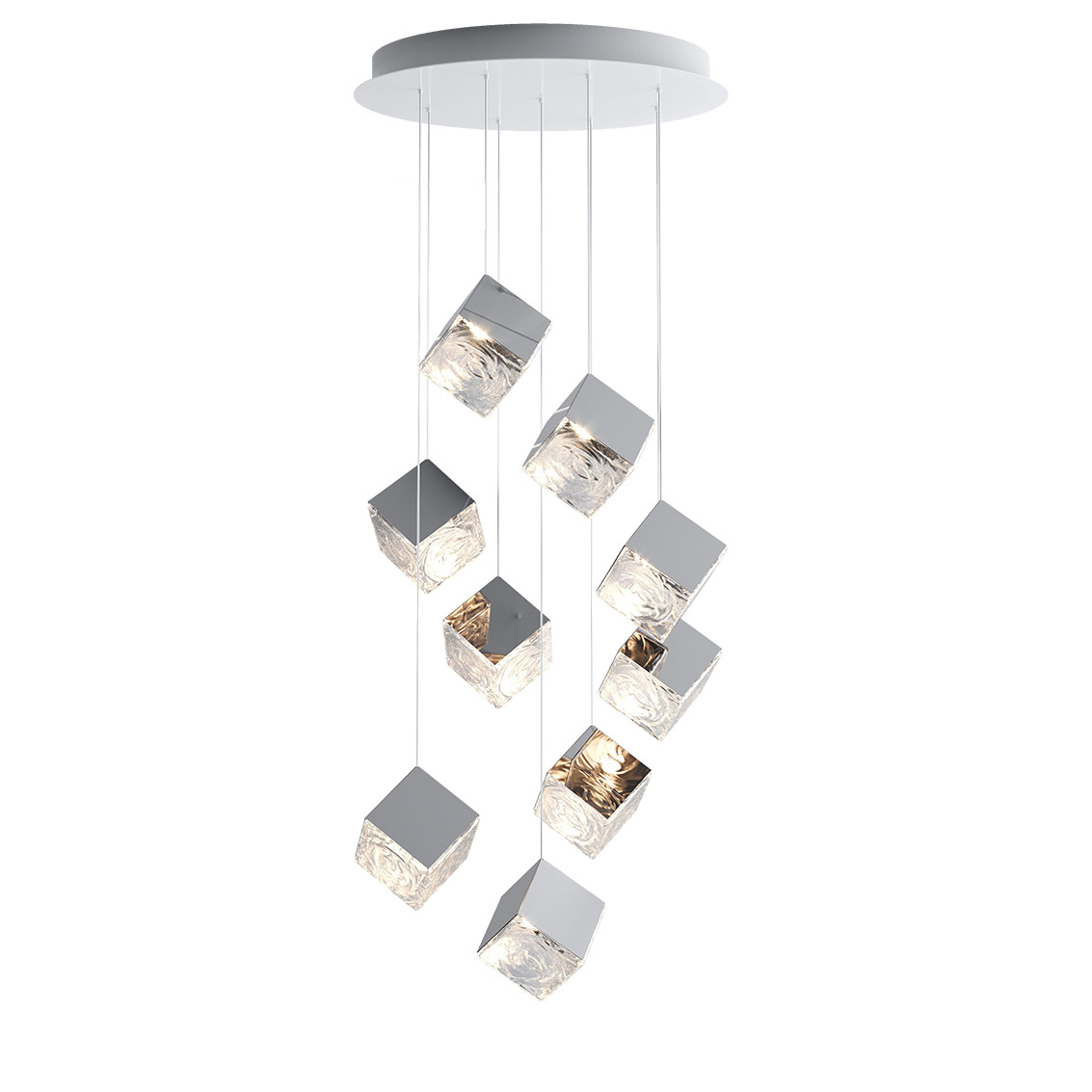 Pyrite Multi Light Pendant by Bomma | PYRITE-CHAND-9-RND-SLV | BOM1105817