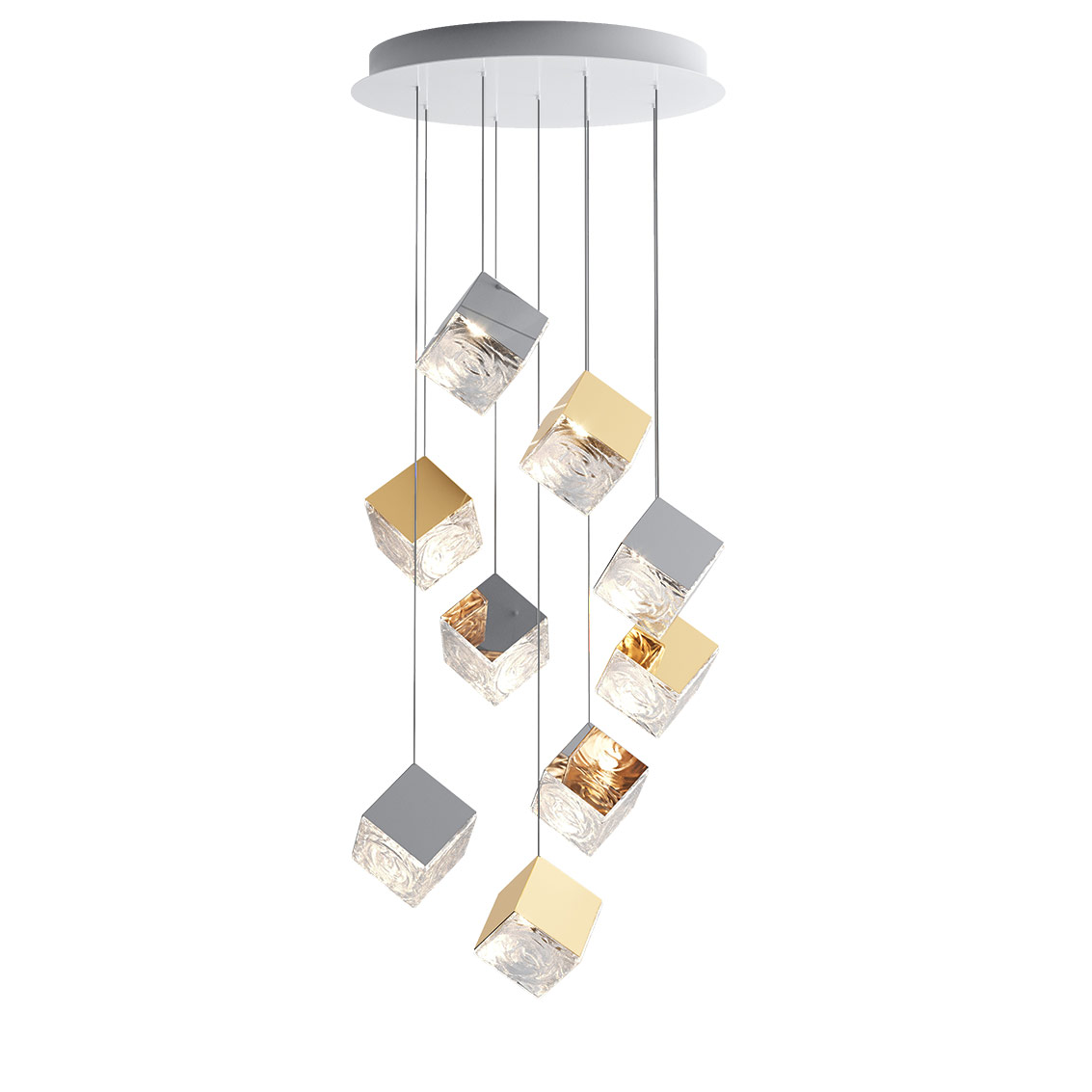 Pyrite Multi Light Pendant by Bomma | PYRITE-CHAND-9-RND-MIX | BOM1105822