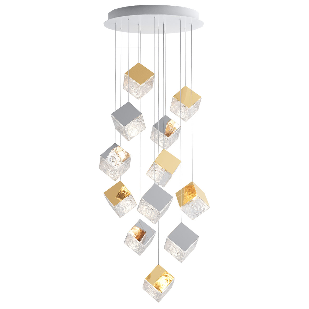 Pyrite Multi Light Pendant by Bomma | PYRITE-CHAND-12-RND-MIX | BOM1105823