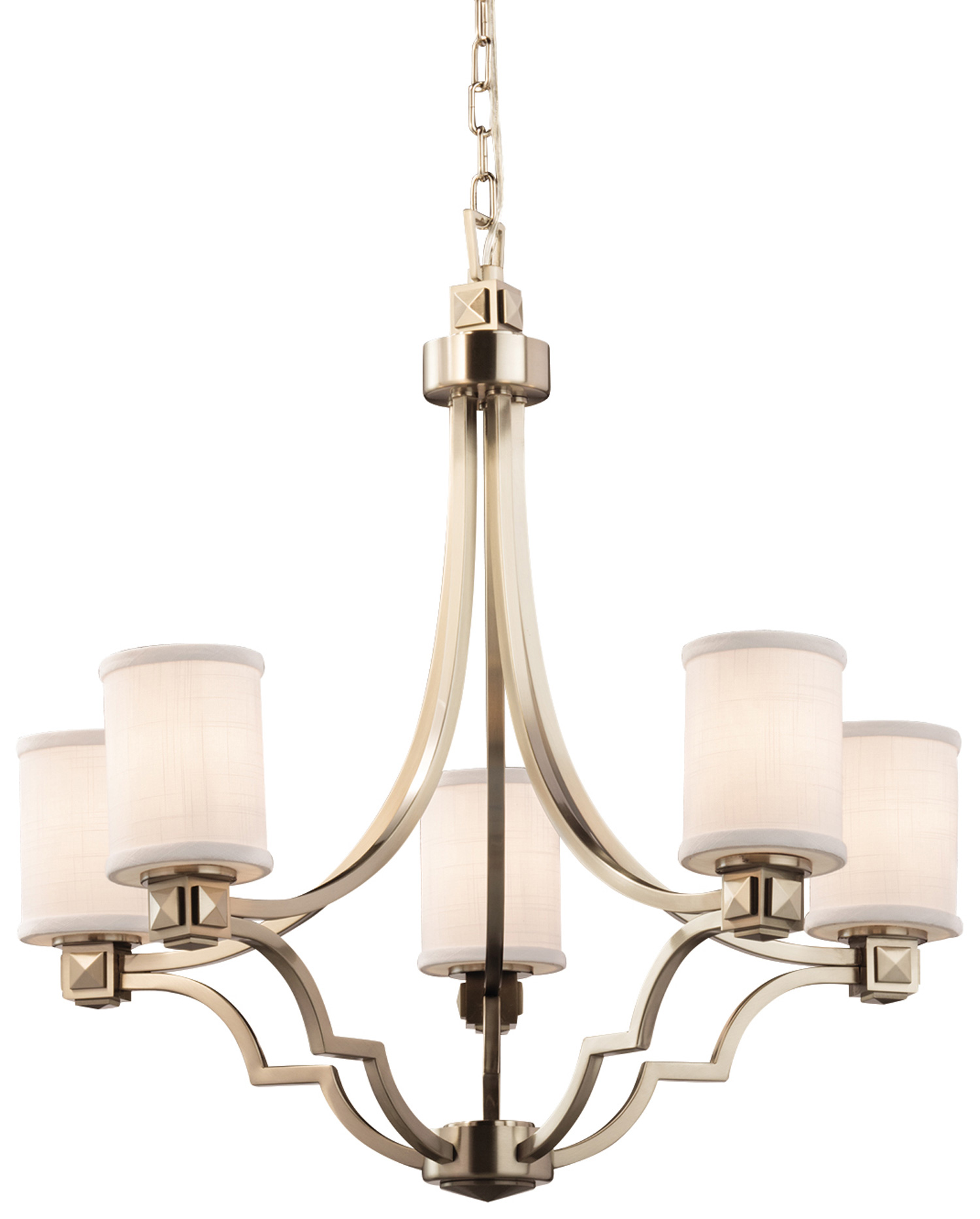 Textile Argyle Chandelier by Justice Design | FAB-8500-10-WHTE-NCKL ...