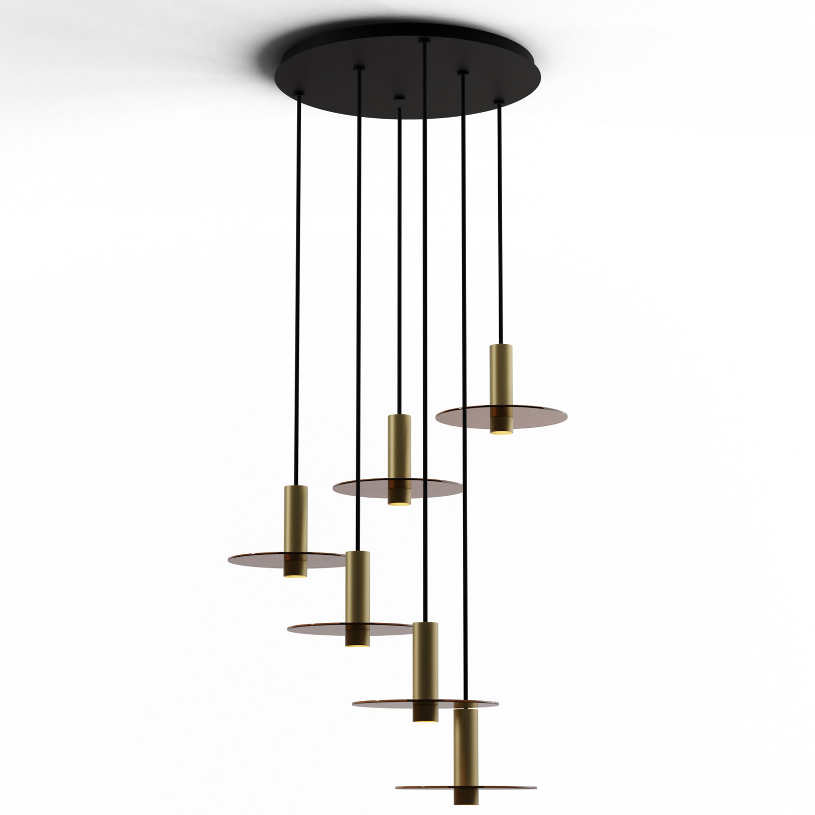 Combi Round Multi-Light Pendant with Decorative Glass Plate by Koncept ...