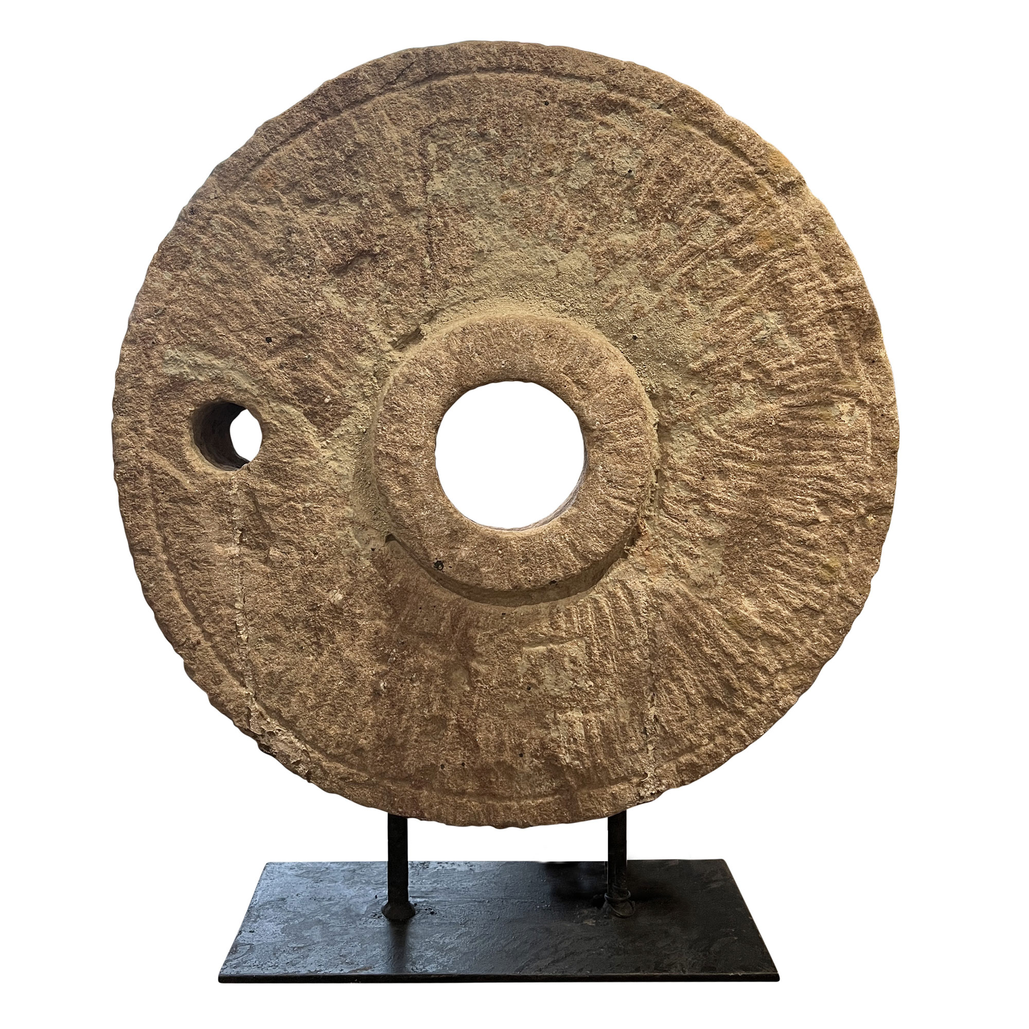 Stone Wheel On Stand Sculpture by Currey and Company | 1200-0785-CC ...