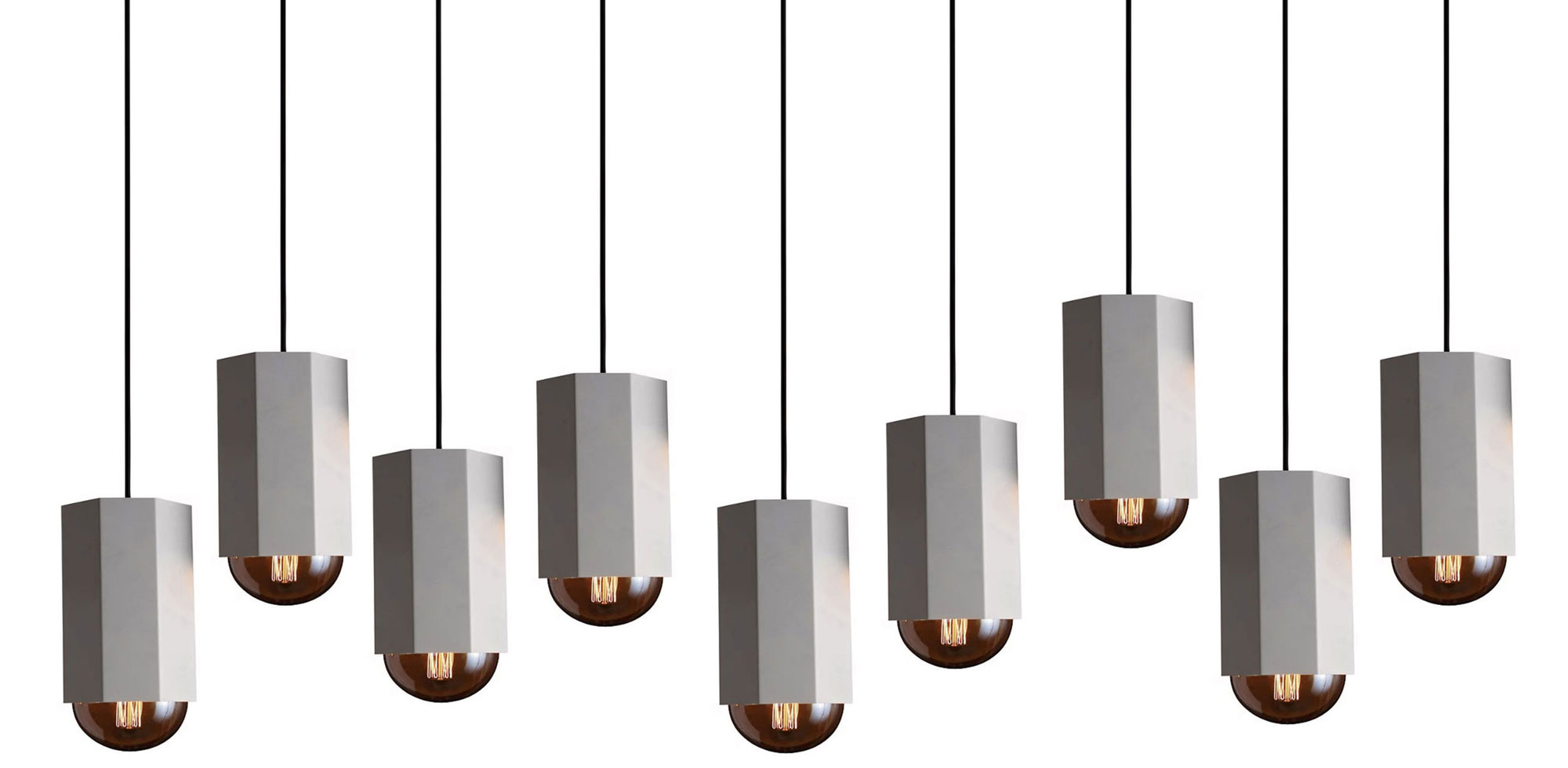 Hex Linear Multi Light Chandelier by John Beck Steel | JBSL-9HXL-WHT ...