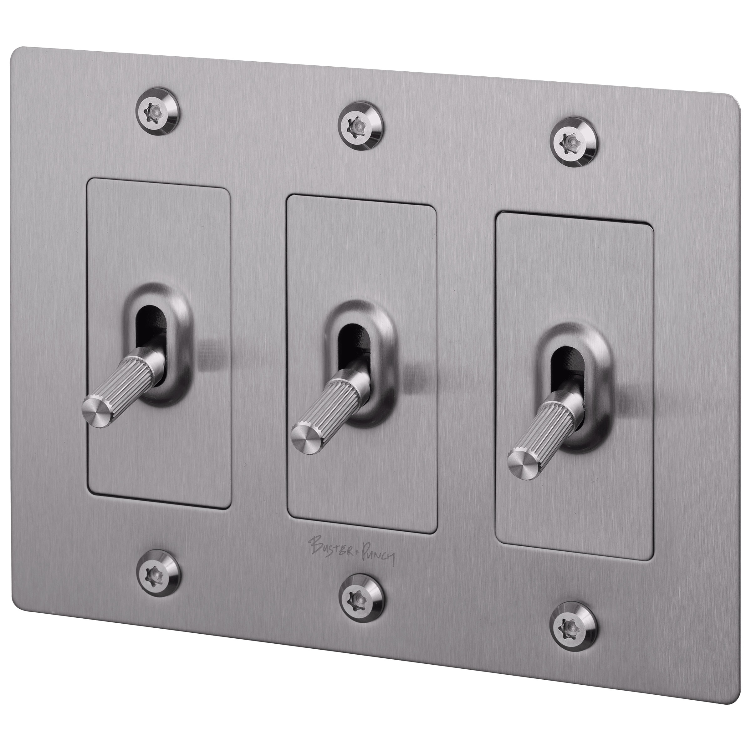 Buster + Punch 3-Gang Complete Linear Knurl Toggle Switch by Buster ...