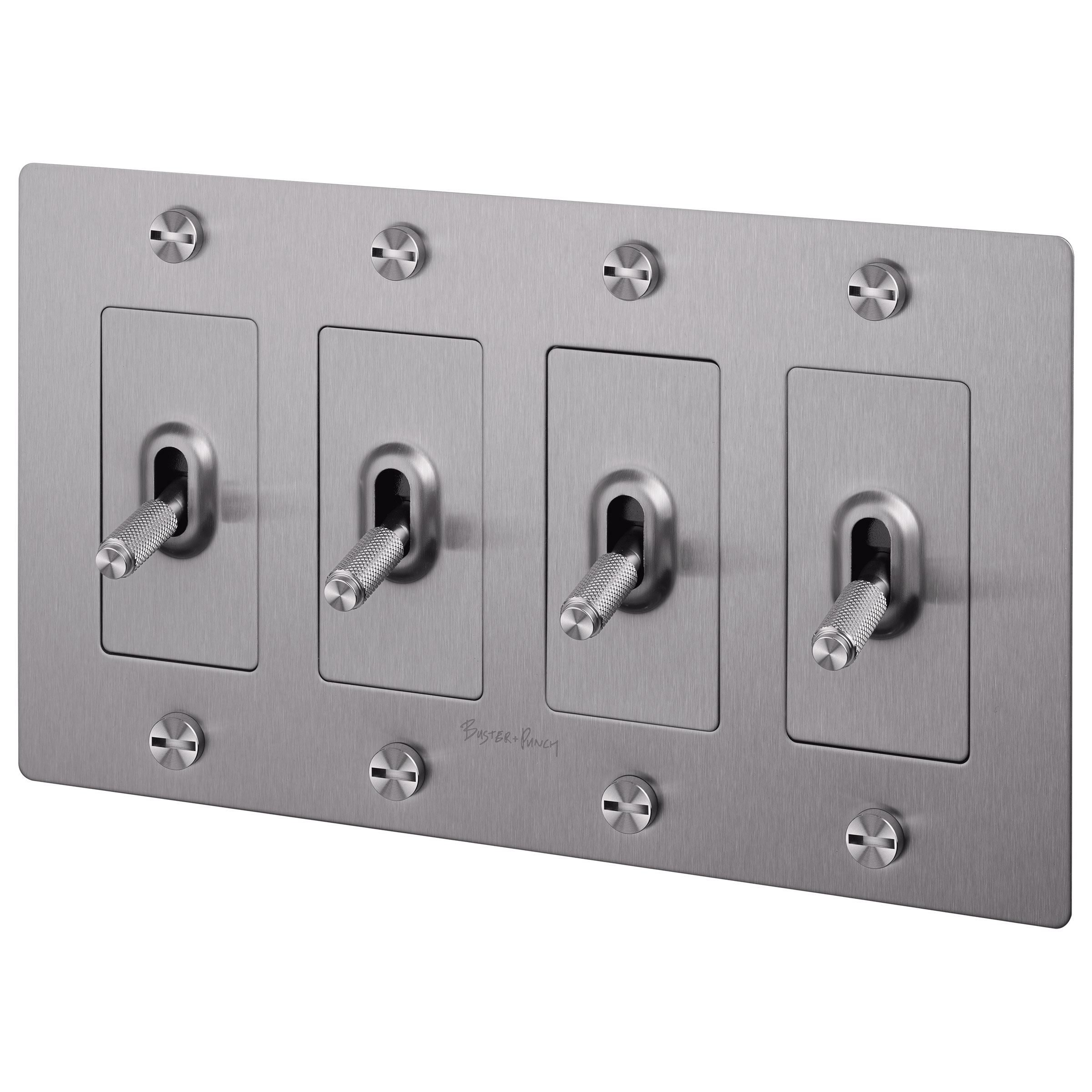 Buster + Punch 4-Gang Complete Cross Knurl Toggle Switch by Buster ...