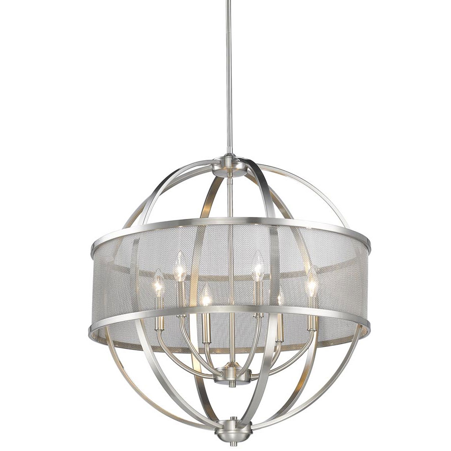 Colson Chandelier with Shade by Golden Lighting | 3167-6 PW-PW | GLD493068