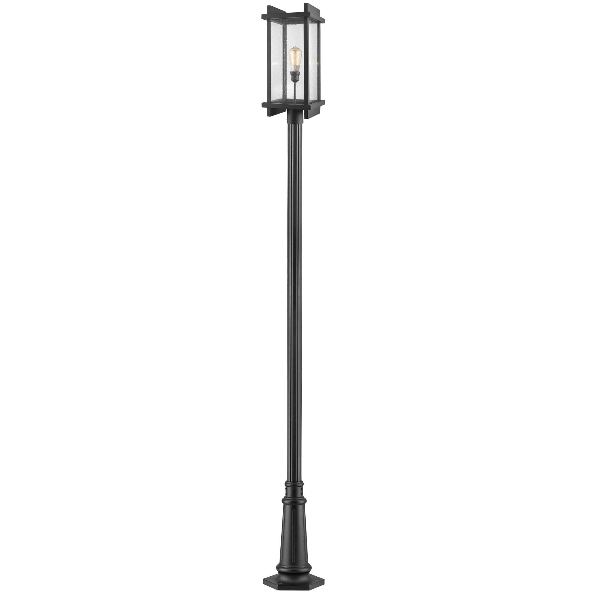 Fallow Outdoor Post Light with Round Post by Z-Lite | 565PHBR-557P-BK ...