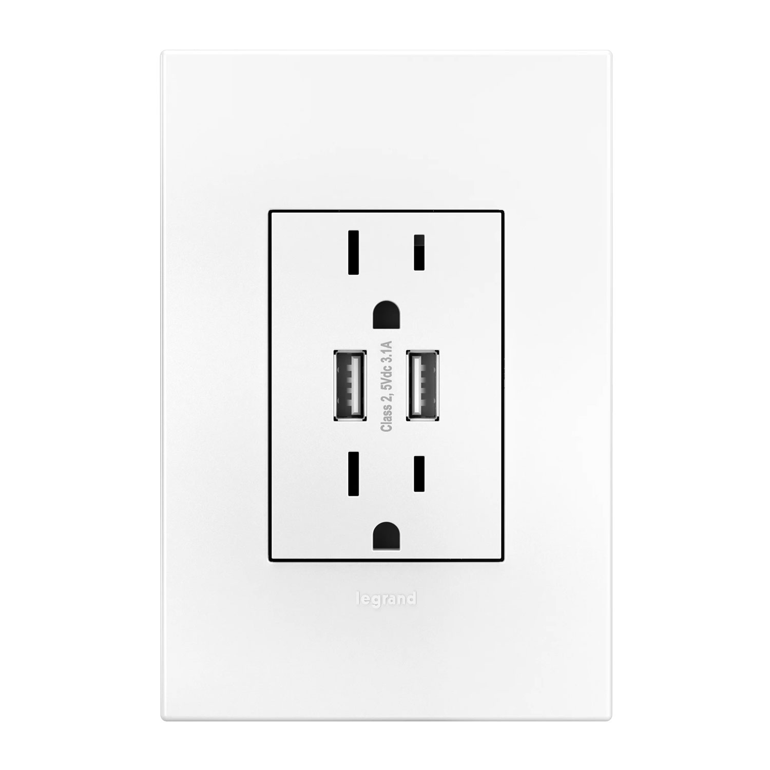 Adorne Dual USB Plus Size Outlet w/ Wall Plate by Legrand Adorne ...