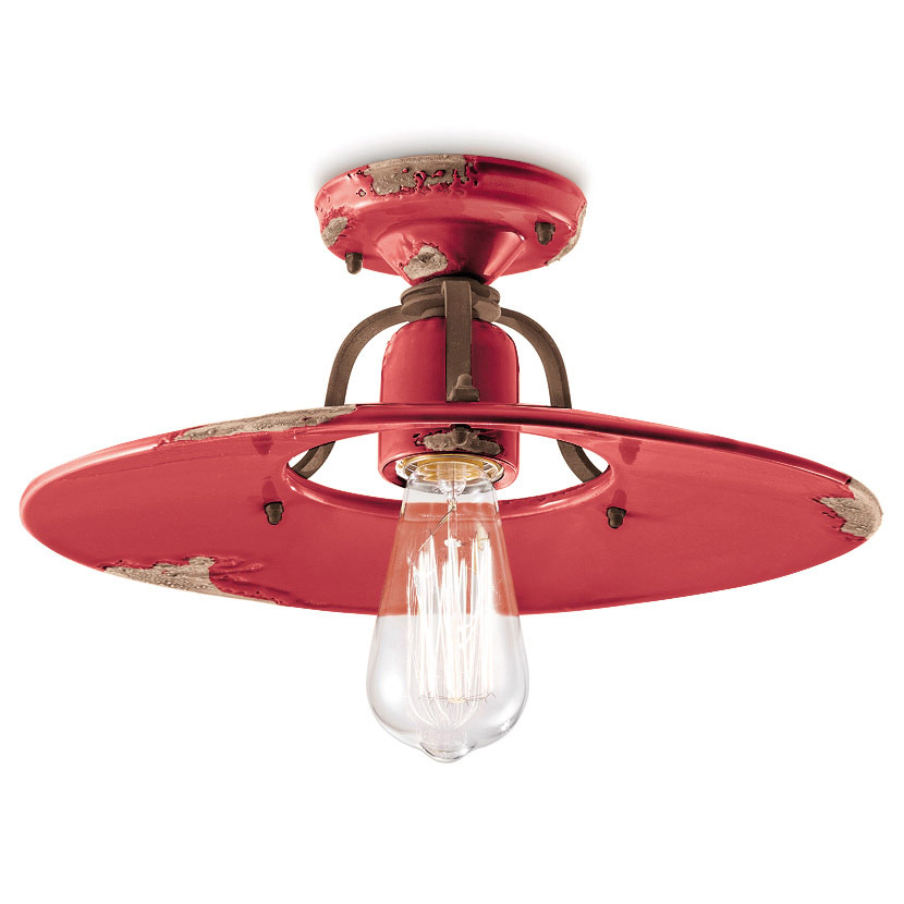 Country Ceiling Light Fixture by Ferroluce | C1445-VT-RED | FER672491
