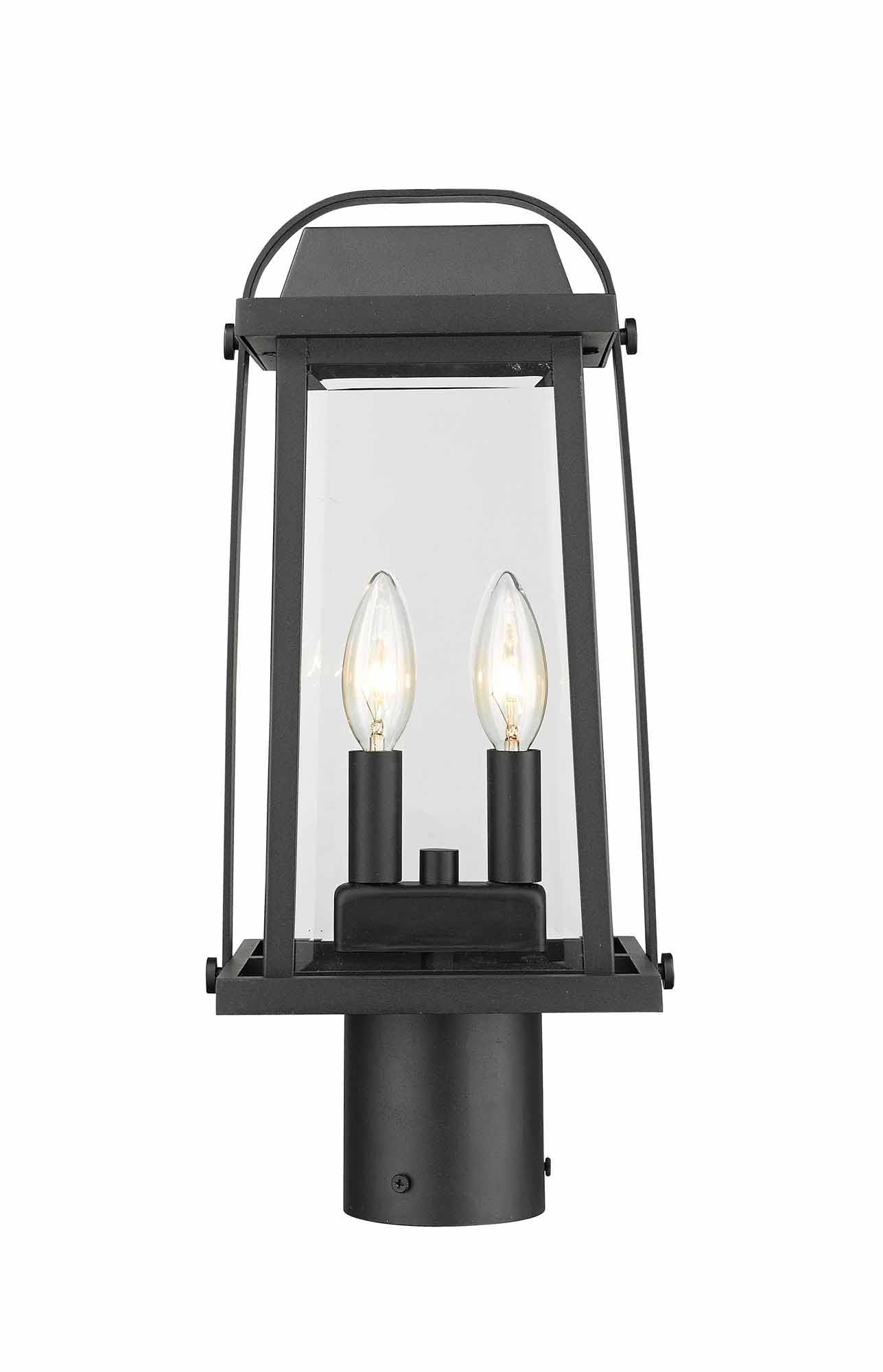 Millworks Round Outdoor Post Light by Z-Lite | 574PHMR-BK
