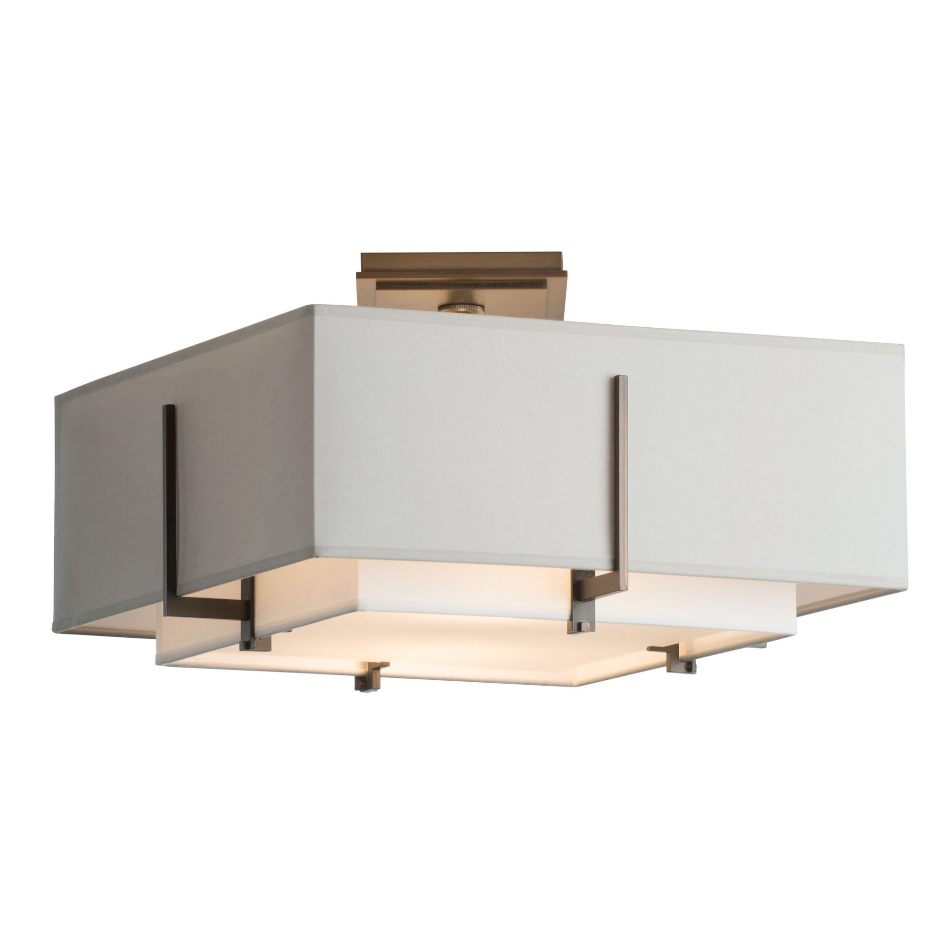Exos Square Double Shade Semi Flush Ceiling Light by Hubbardton Forge ...