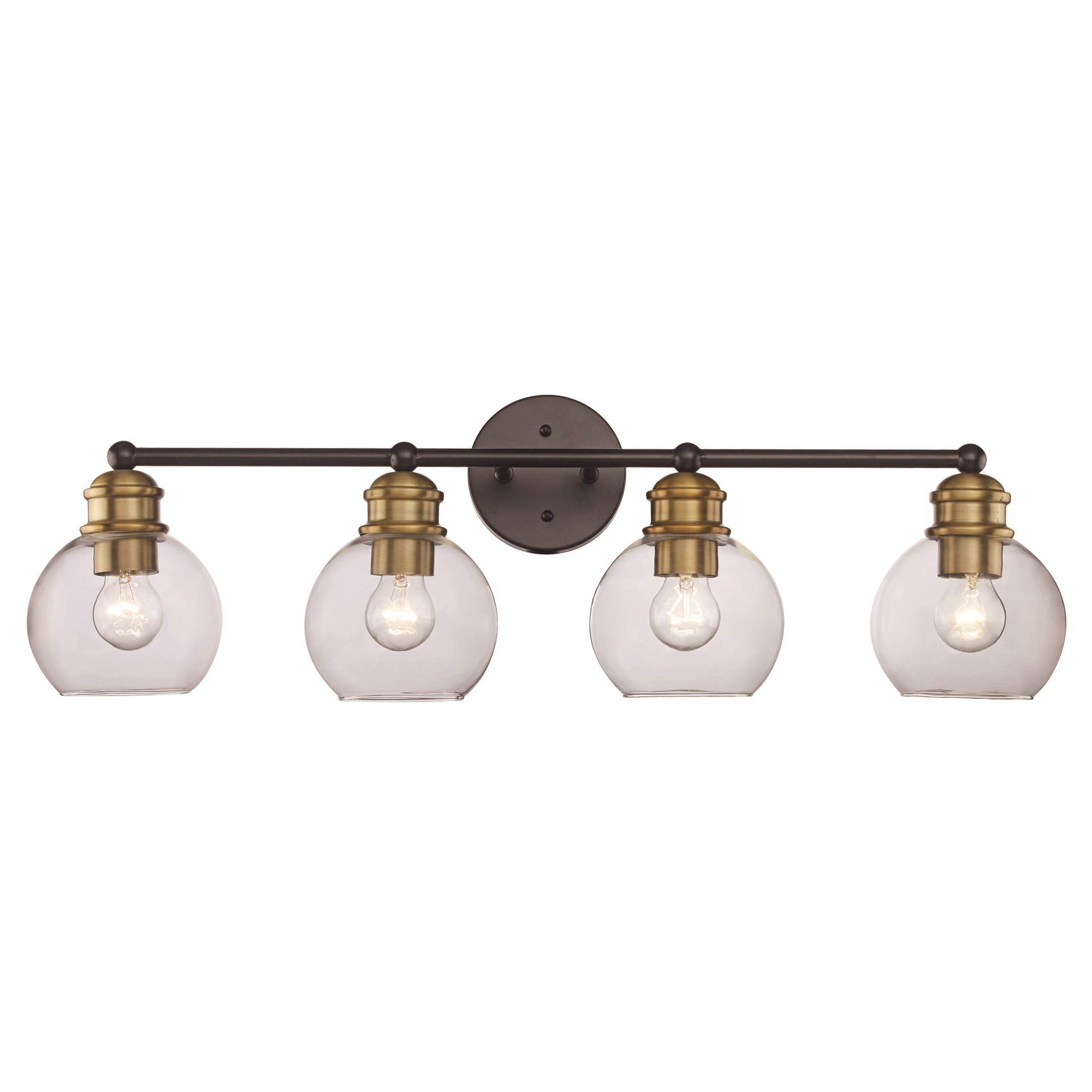 Warm Globe Bathroom Vanity Light by Trans Globe | 22054 BK-AG | TRG890040