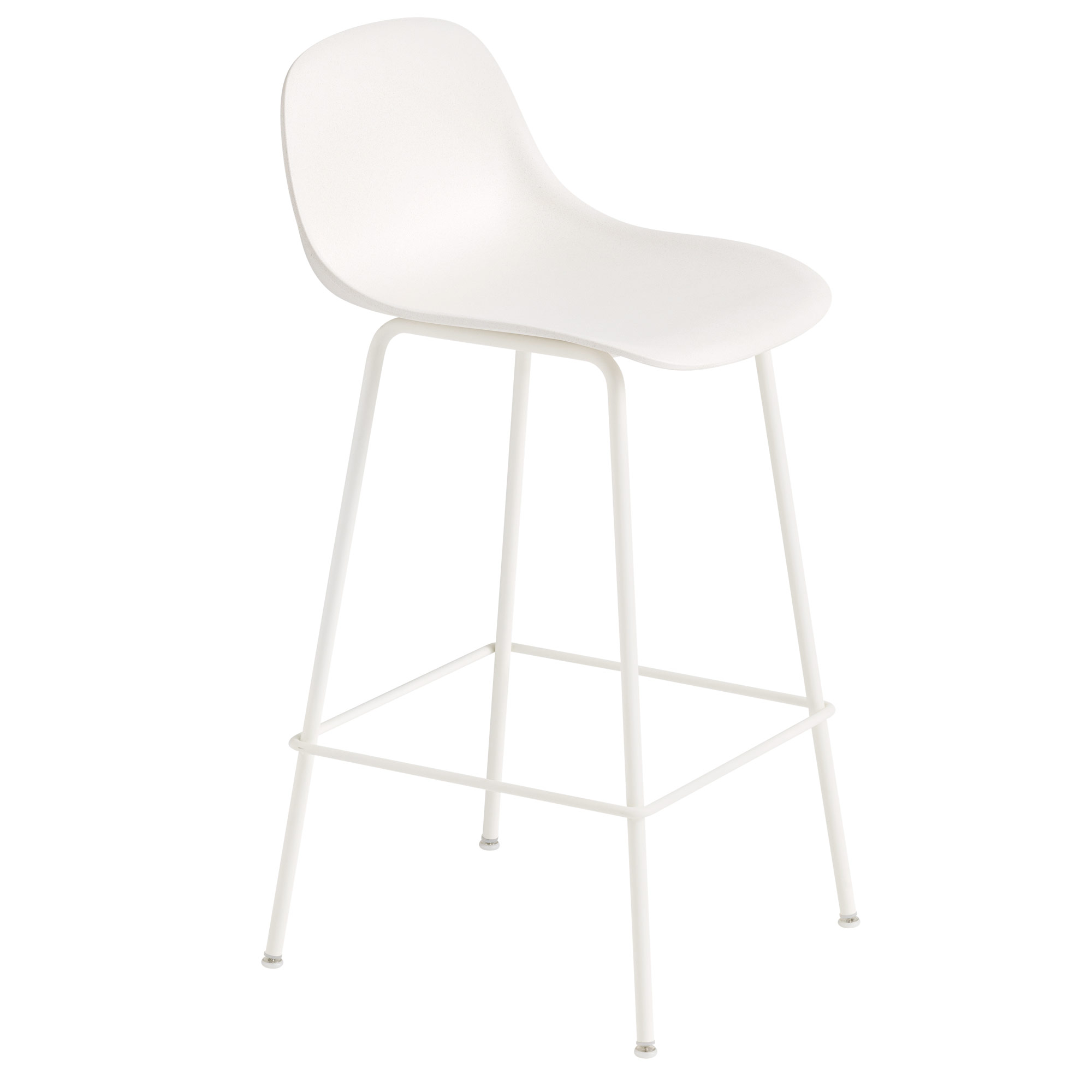 Fiber Bar Stool With Backrest Tube Base by Muuto | MFIBSTTUBCBF-WHIT-WHIT
