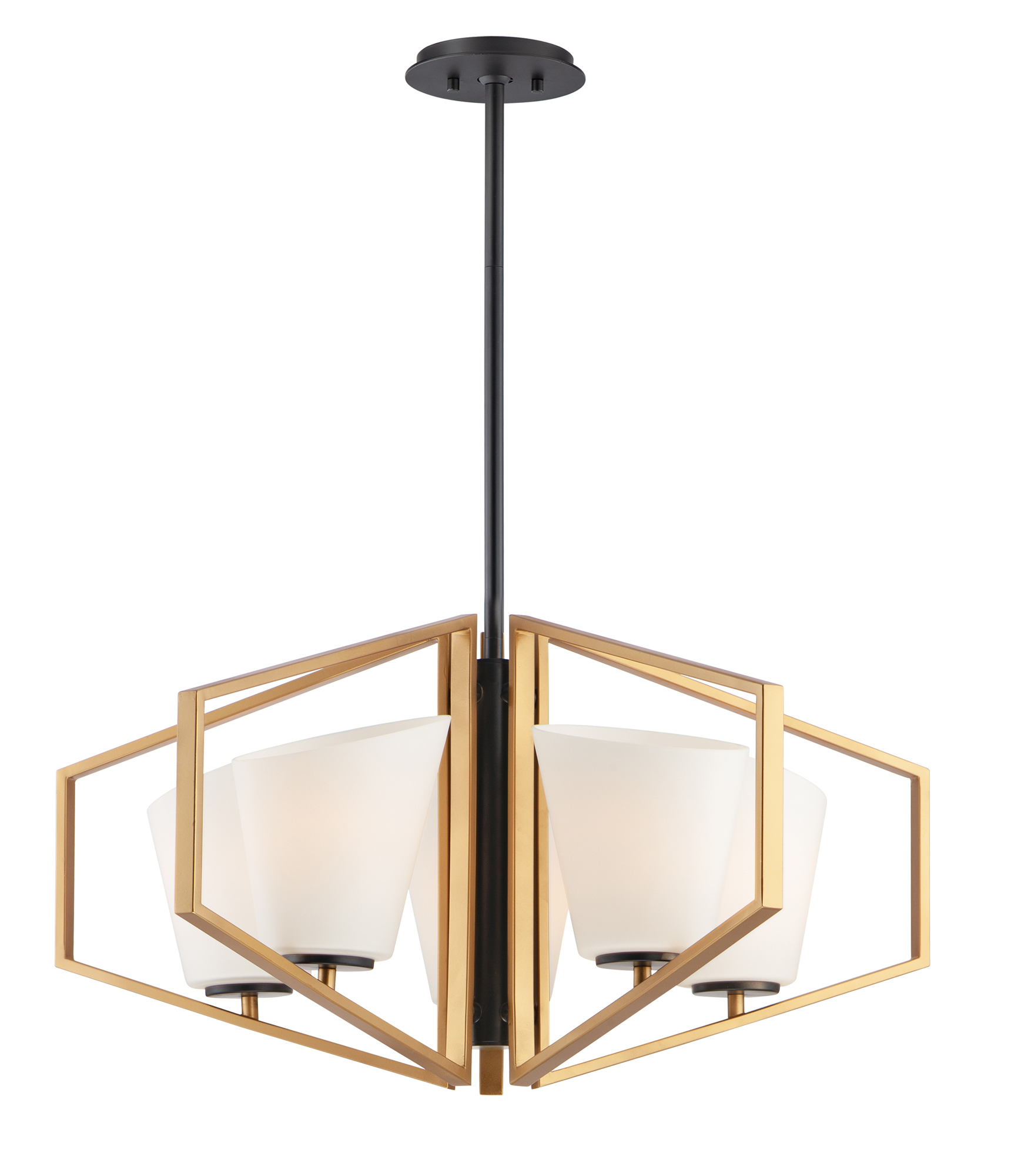 Oblique Chandelier by Maxim Lighting | 26355SWGLDBK | MAX918027